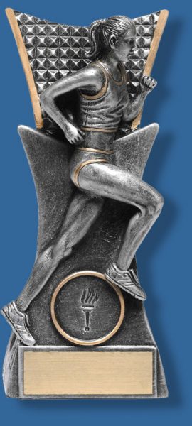 Track Trophy Female Resin. Athletics Trophies Classic Sprinting Action