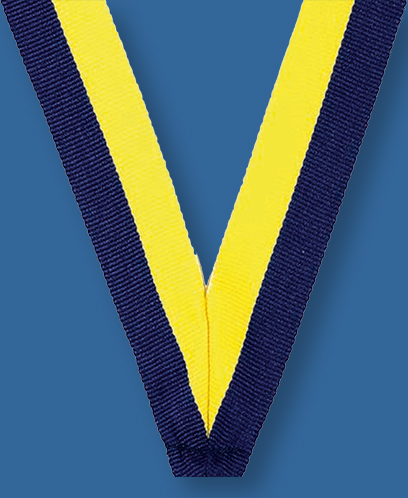 Yellow & Navy Medal Ribbon with Clip - KK33i • Sydney Awards & Trophies