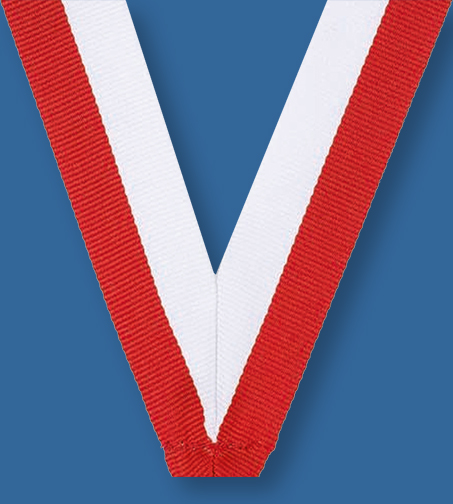 Red & White Medal Ribbon with Clip KK7i • Sydney Awards & Trophies