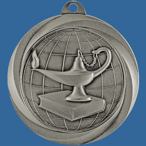 ME905St Academic Education Medal Silver Bright Star engraving and ribbon