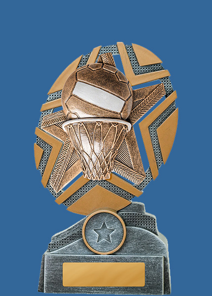 24_-RS8e StarBurst Series Netball Resin Trophy • Sydney Awards & Trophies