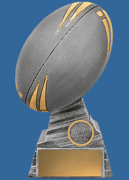 A3390_t Silver Resin Rugby Ball Trophy • Sydney Awards & Trophies