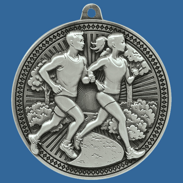 MP825St Tempo Series Antique Silver Cross Country Medal 55mm - 2mm Thick